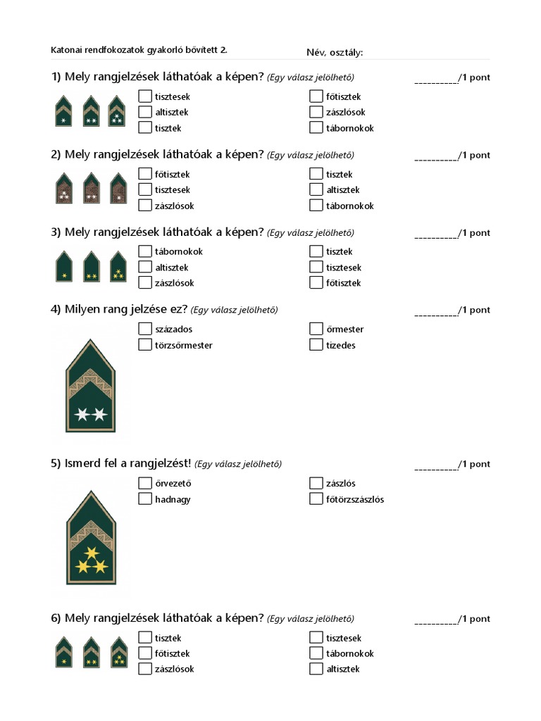 Rendfokozatok Bianco | PDF