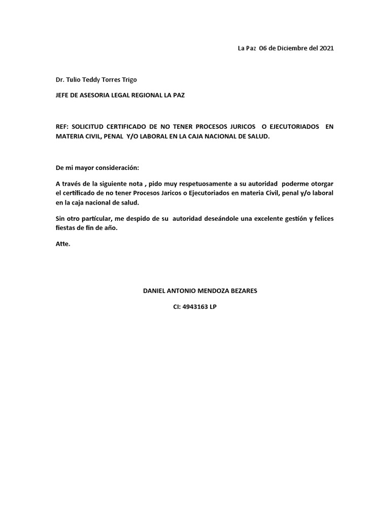 Carta Sumariante Daniel | PDF