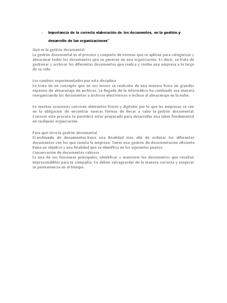 Importancia de La Correcta Elaboración de Los Documentos | PDF ...