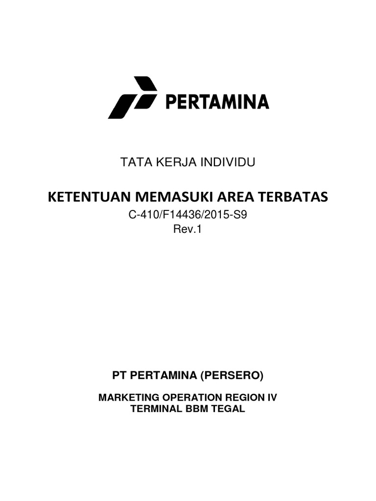 1.4.1 - 1 Ketentuan Memasuki Area Terbatas Rev.1 | PDF