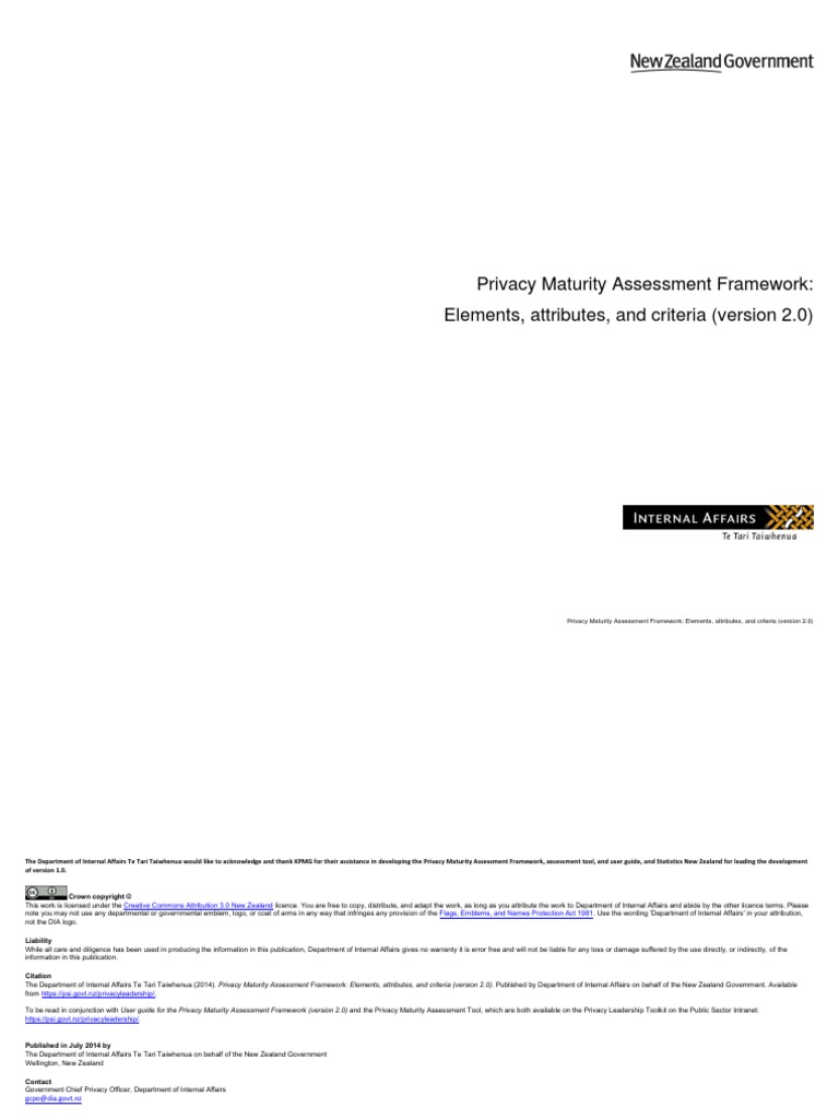 Privacy Maturity Assessment Framework: Elements, Attributes, and ...