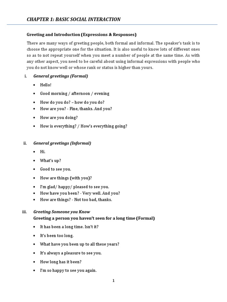 Chapter 1: Basic Social Interaction: Greeting and Introduction ...