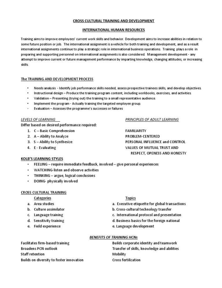 Cross Cultural Training and Development | PDF | Instructional Design ...