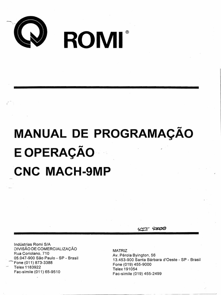 Manual de Programação CNC Romi-Mach 9 | PDF
