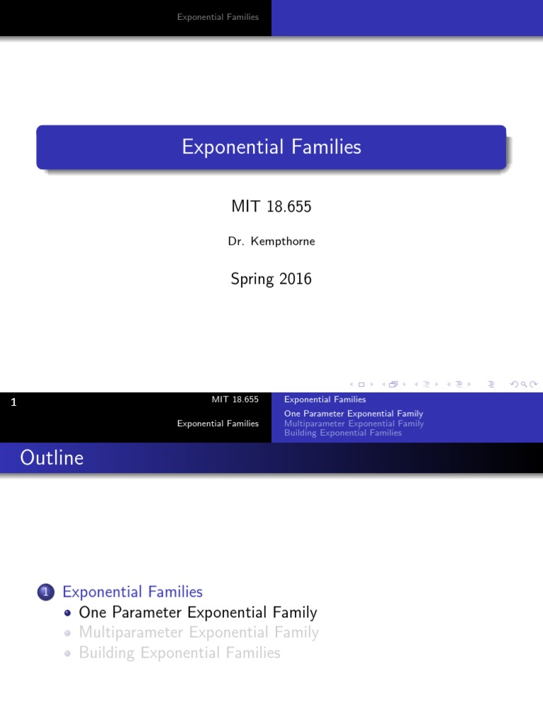 Exponential Families: Dr. Kempthorne | PDF | Combinatorics | Complex ...