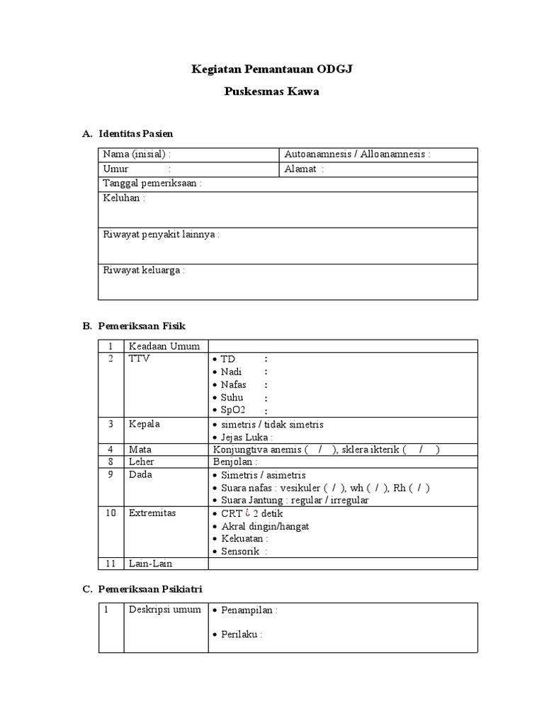 Kegiatan Pemantauan ODGJ | PDF