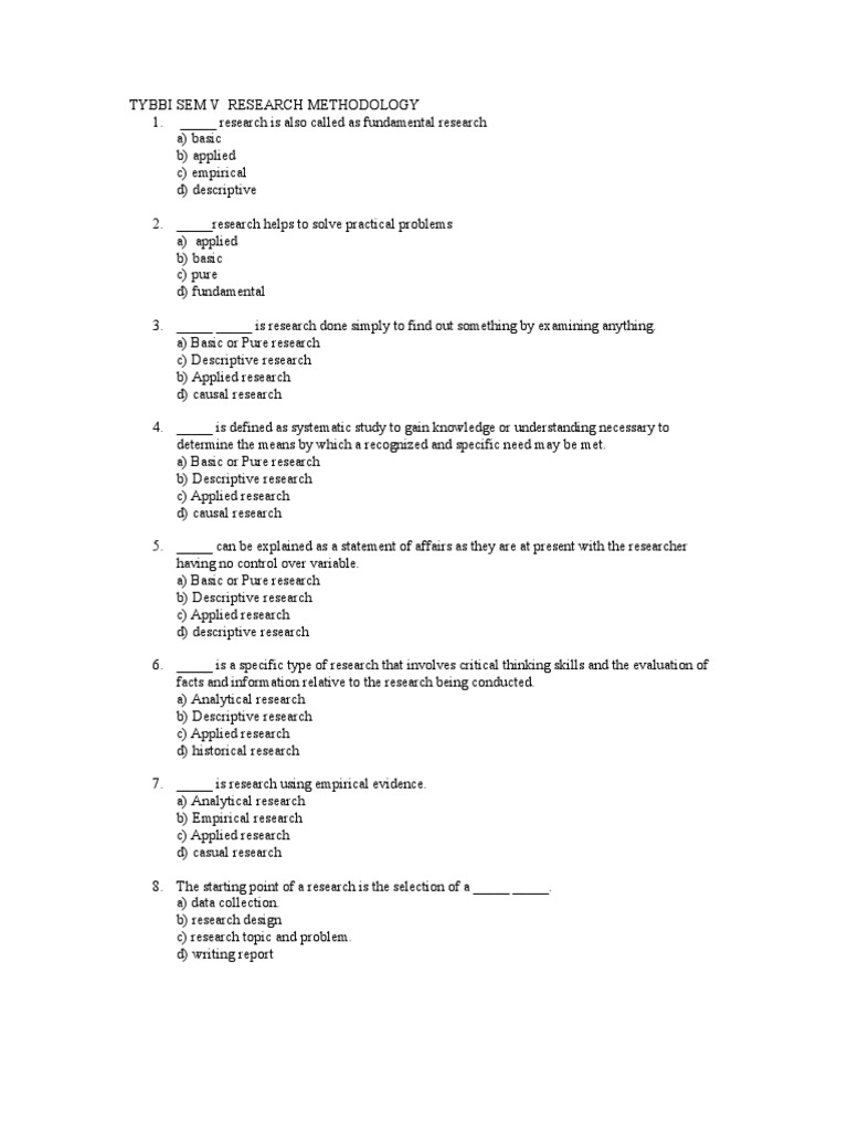 TYBBI Sem V Research Methodology Guide | PDF | Sampling (Statistics ...