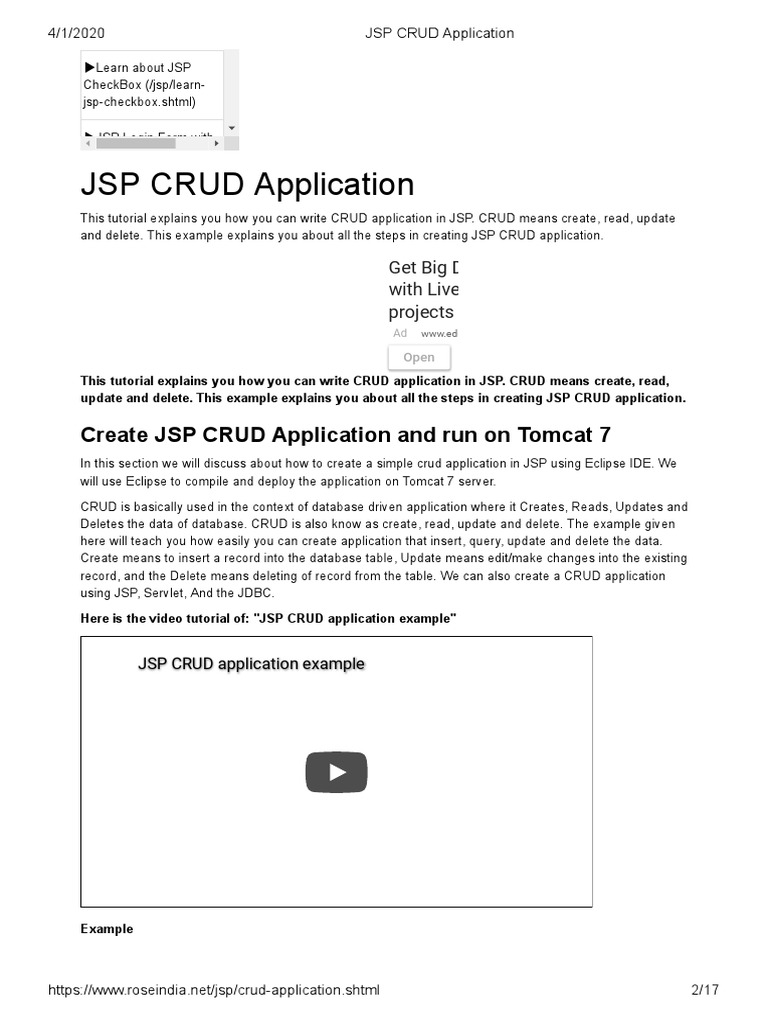 JSP CRUD Application | PDF | Databases | Software Engineering