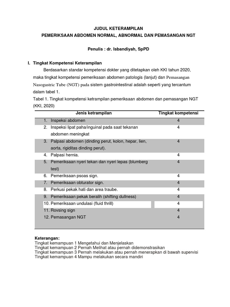 IPD 2.2 2020 - Pemeriksaan Abdomen Normal, Abnormal Dan NGT | PDF