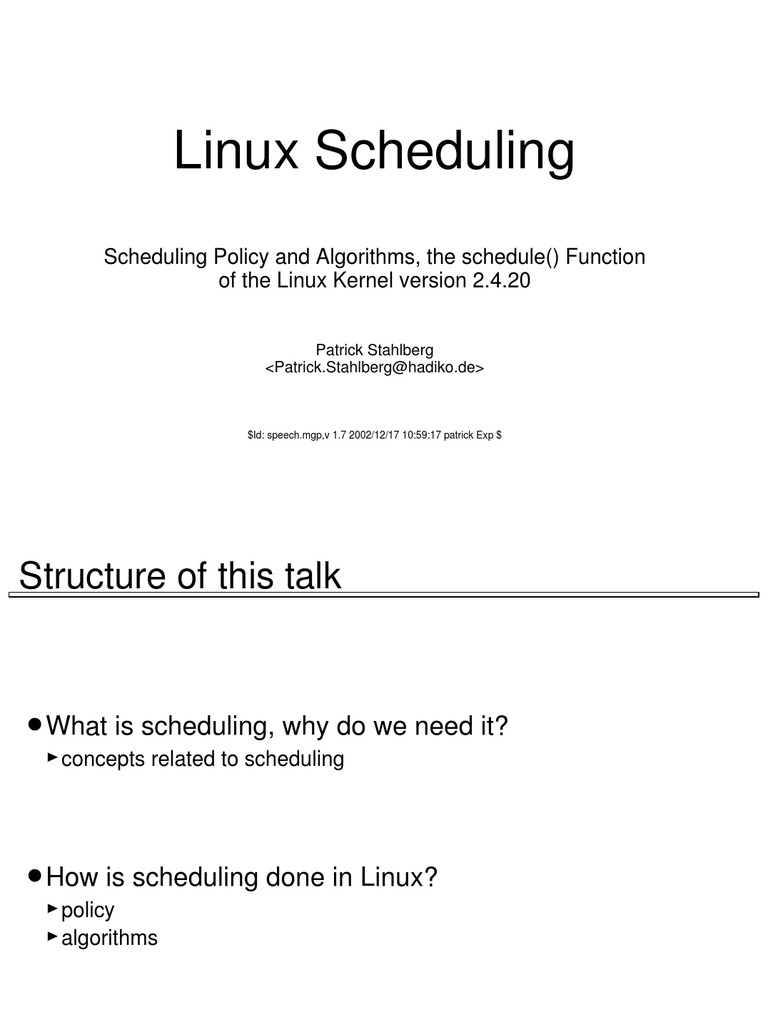 Linux Scheduling 2002 | PDF | Scheduling (Computing) | Operating System ...