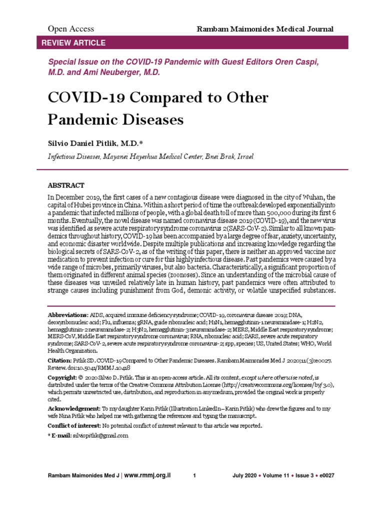 COVID-19 Compared To Other Pandemic Diseases | PDF | Pandemic | Influenza