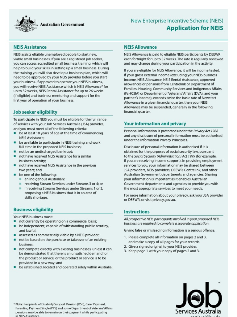 NEIS Application DEEWR 2010 | PDF | Government | Social Institutions