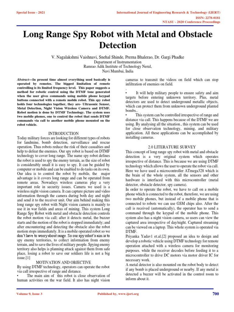 Long Range Spy Robot With Metal and Obstacle Detection ...