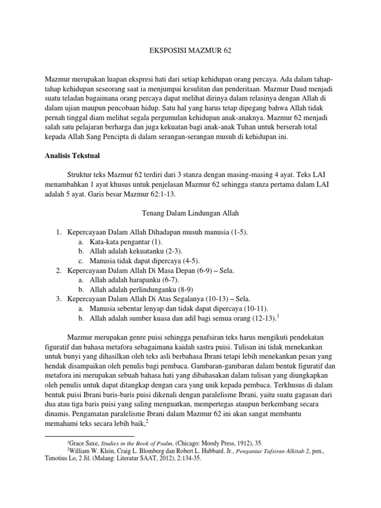 Eksposisi Mazmur 62 | PDF | Agama & Spiritualitas
