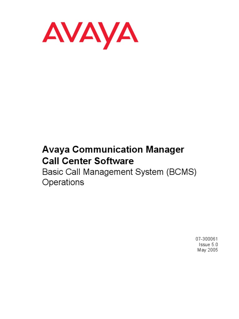 Avaya Communication Manager Call Center Software: Basic Call Management ...