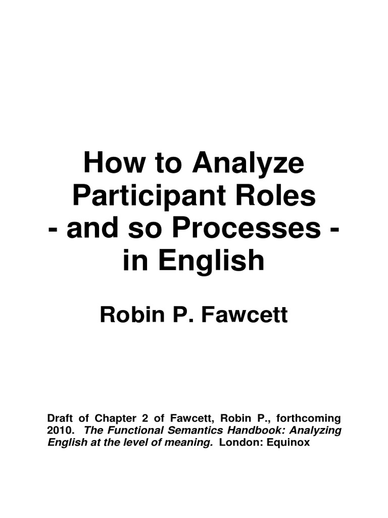 Analysing Participant Roles | PDF | Clause | Subject (Grammar)