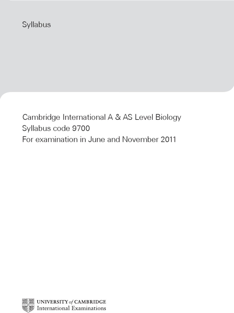 9700 Biology Syllabus | PDF | Photosynthesis | Cellular Respiration