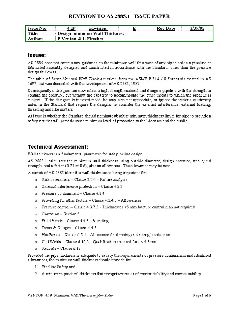 ASME B31.4 Design Minimum Wall Thickness | PDF | Pipe (Fluid Conveyance) | Strength Of Materials