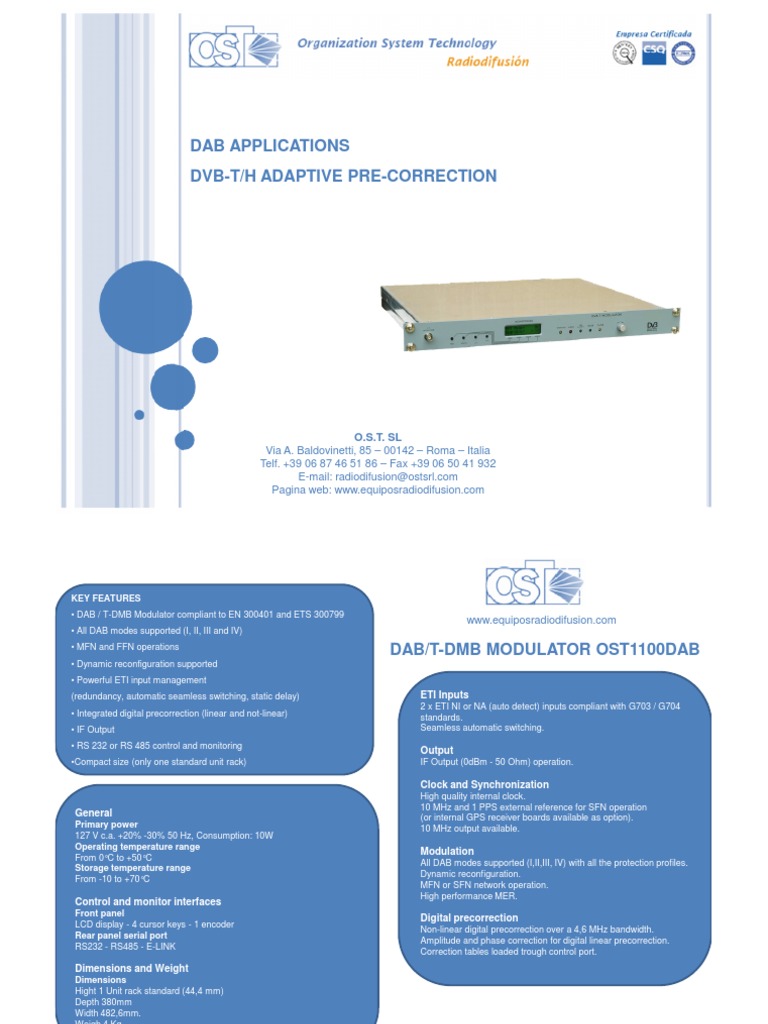 Dab Applications DVB-T/H Adaptive Pre-Correction | PDF | Equalization ...