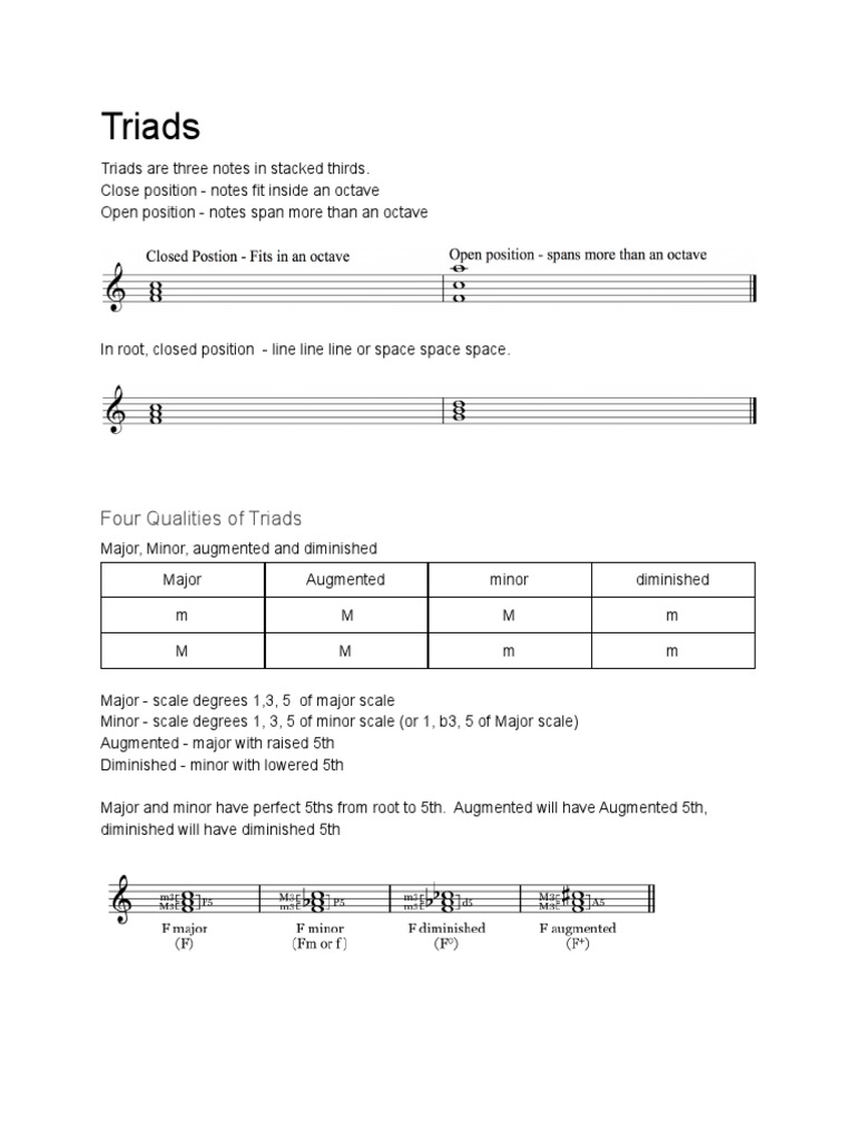 Triads: Four Qualities of Triads | PDF | Chord (Music) | Minor Scale