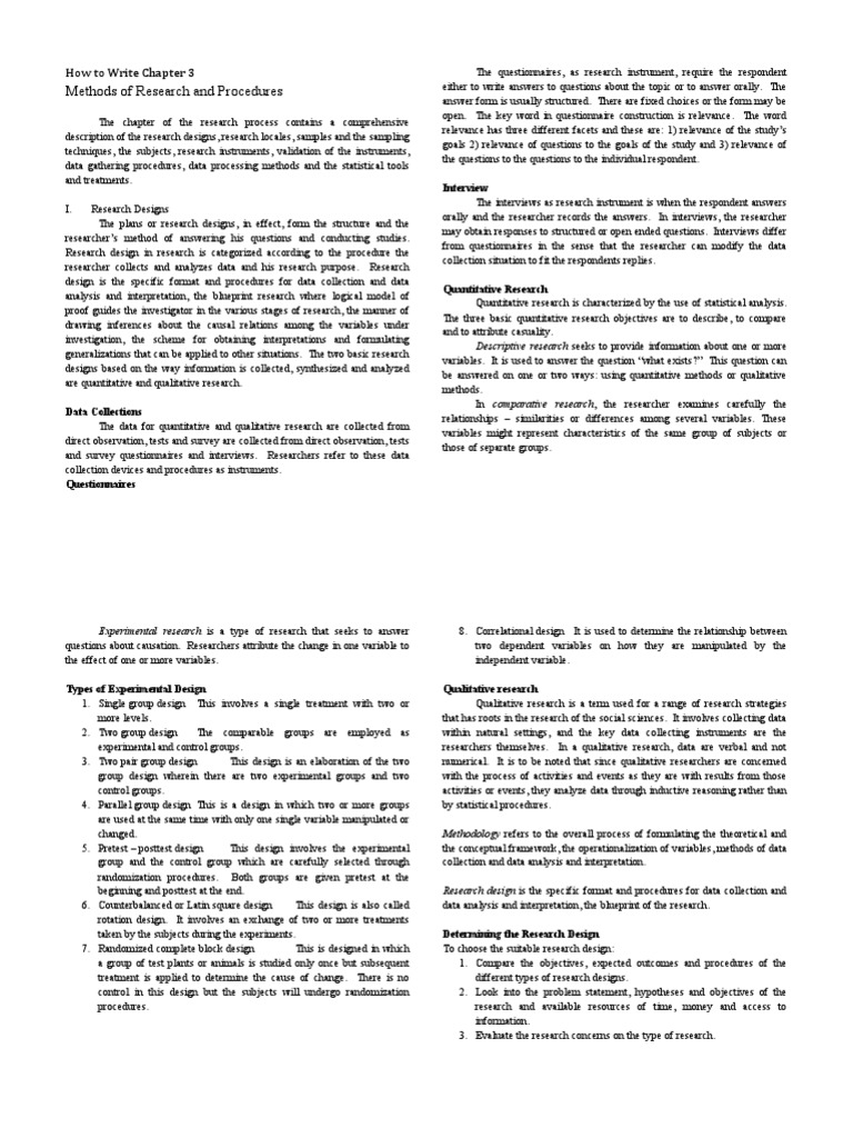 How To Write Chapter 3 | PDF | Sampling (Statistics) | Qualitative Research