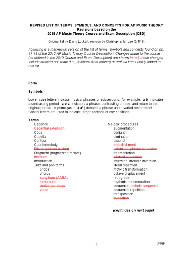 AP Music Theory Terms, Symbols and Concepts | PDF | Chord (Music ...