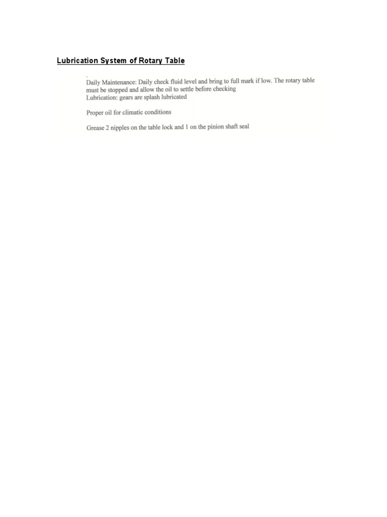 3.2 Lubrication System of Rotary Table | PDF
