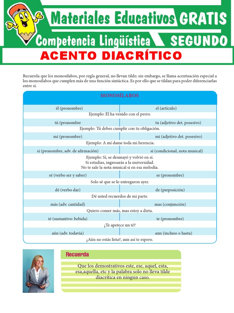 Ejemplos de Acento Diacrítico | PDF | Adverbio | Unidades Semánticas
