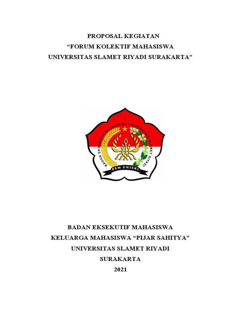 Proposal Kegiatan "Forum Kolektif Mahasiswa Universitas Slamet Riyadi Surakarta" | PDF
