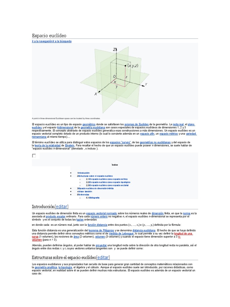 Espacio Euclídeo | PDF | Espacio euclidiano | Estructuras matemáticas