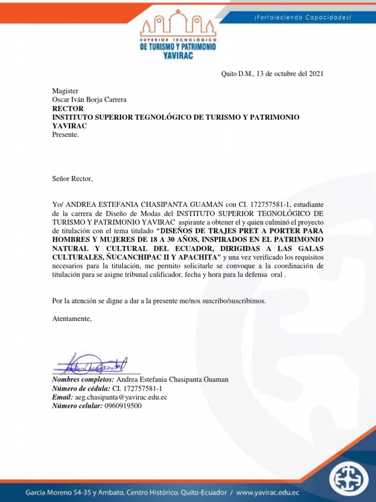 Solicitud Dirigida Al Rector | PDF