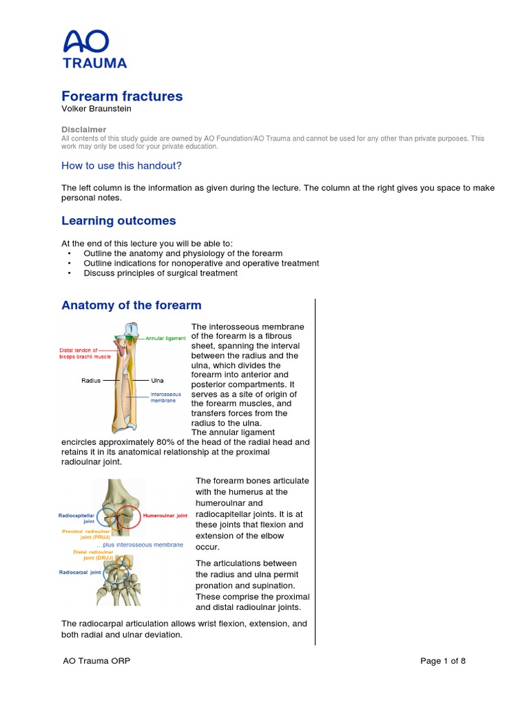 Forearm Fractures Final | PDF | Anatomical Terms Of Motion | Joints
