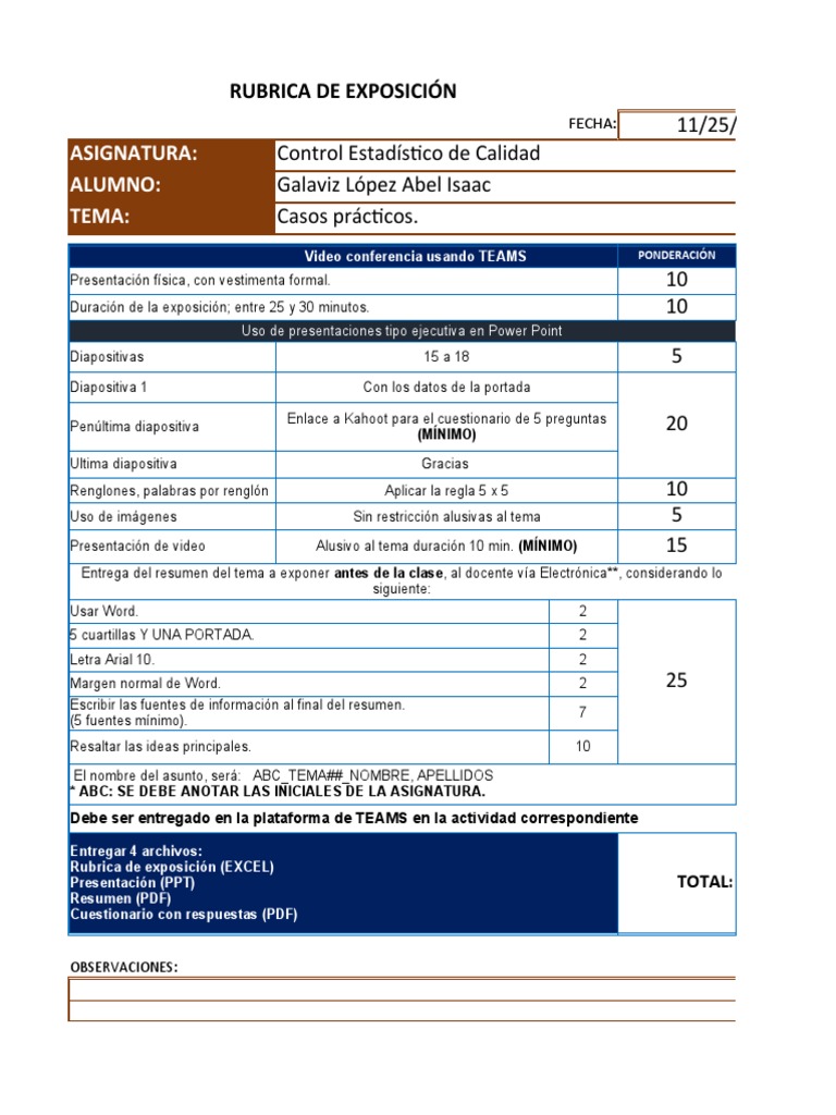 RUBRICA DE EXPOSICION Isaac Galaviz | PDF | Informática