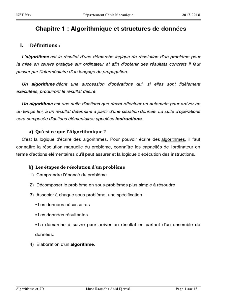 Cours Algo | PDF | Tableau (structure de données) | Structure de contrôle