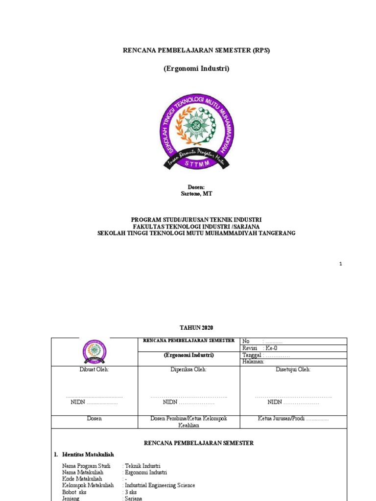 Final - TEMPLATE RENCANA PEMBELAJARAN SEMESTER (RPS) Untirta Mei 2017 | PDF
