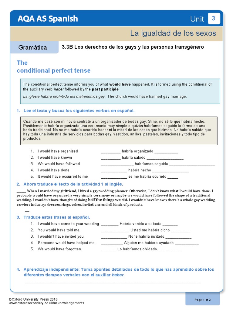 3.3B Grammar - The Conditional Perfect | PDF | Lingüística