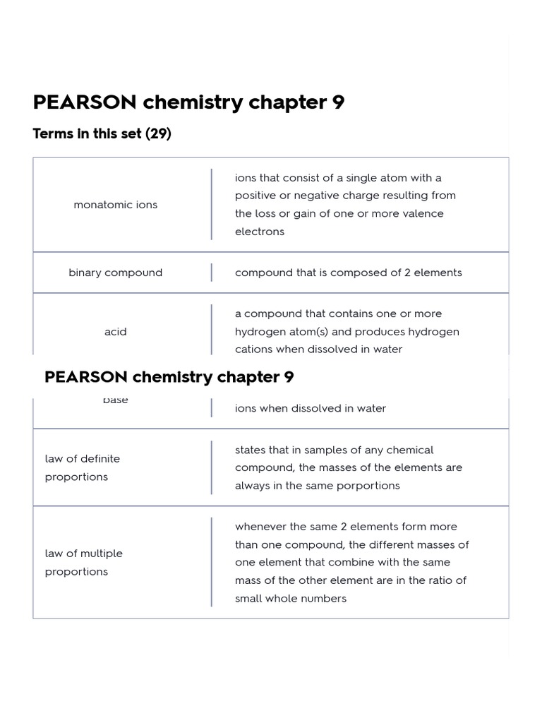 PEARSON Chemistry Chapter 9 Flashcards - Quizlet | PDF | Ion | Chemical ...