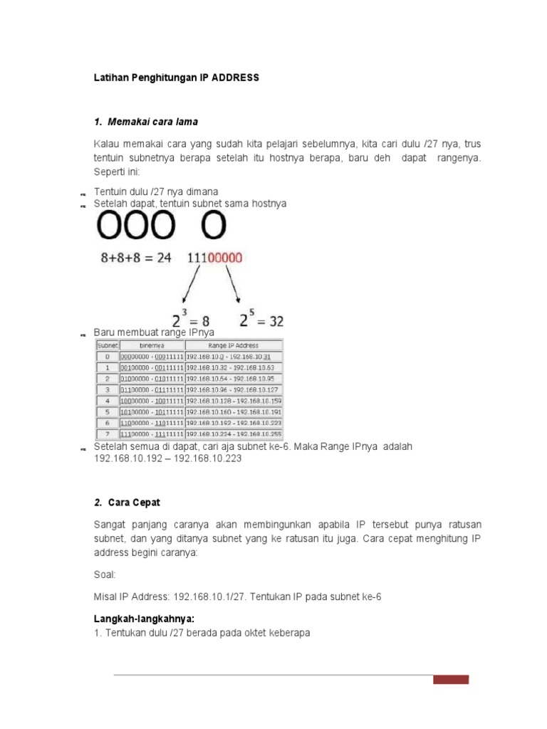 Cara Cepat Hitung IP Subnet | PDF | Griya & Taman | Komputer