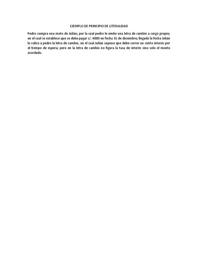 Ejemplo de Principio de Literalidad | PDF