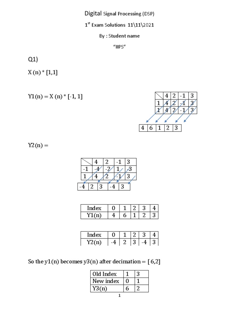 DSP 1st Exam Solutions | PDF | Electrical Engineering | Computing