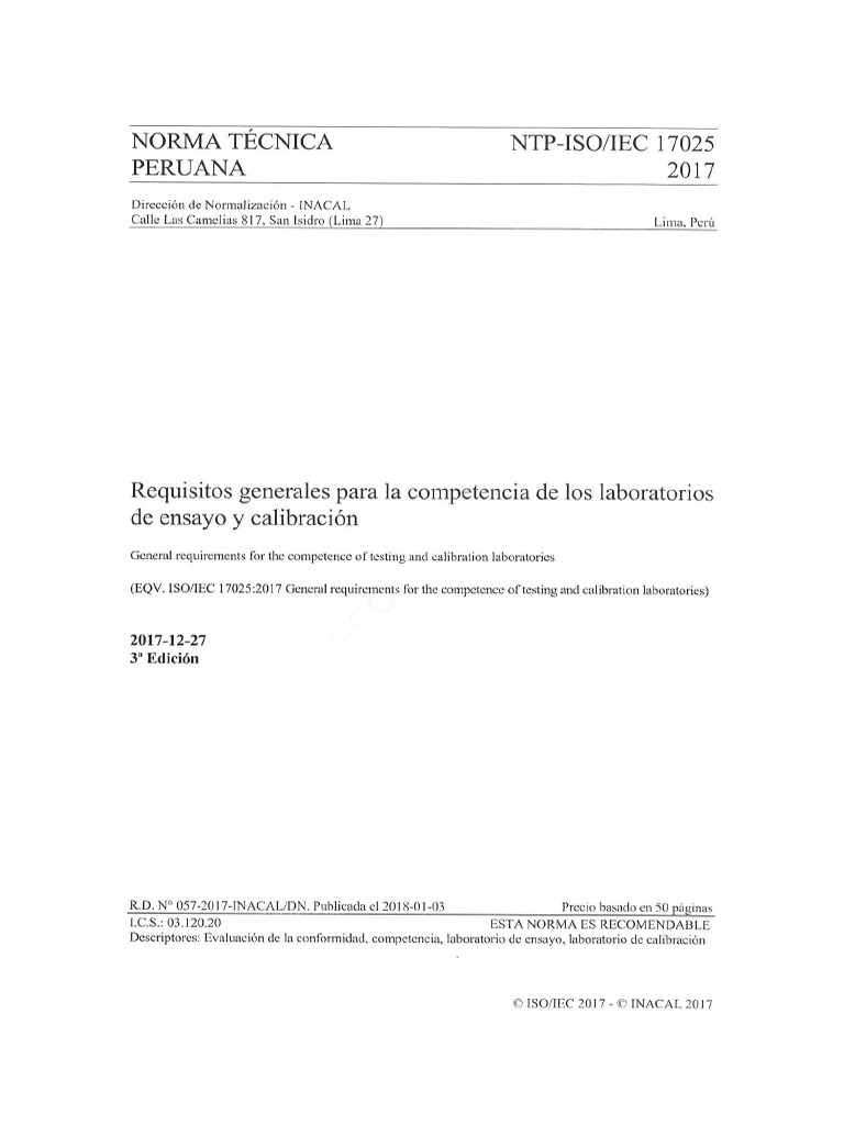 NTP Iso 17025 2017 | PDF