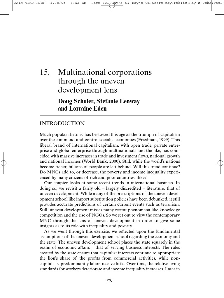 MNCs and Uneven Development Insights | PDF | Multinational Corporation ...