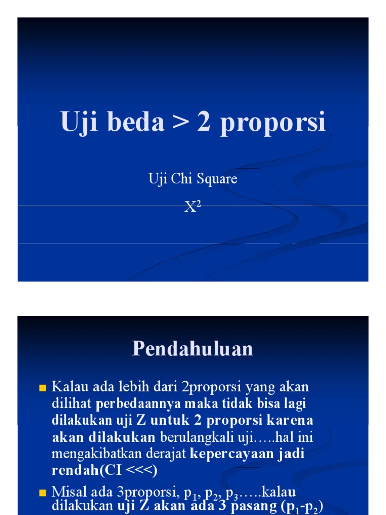 Uji Beda 2 Proporsi: Uji Chi Square X | PDF