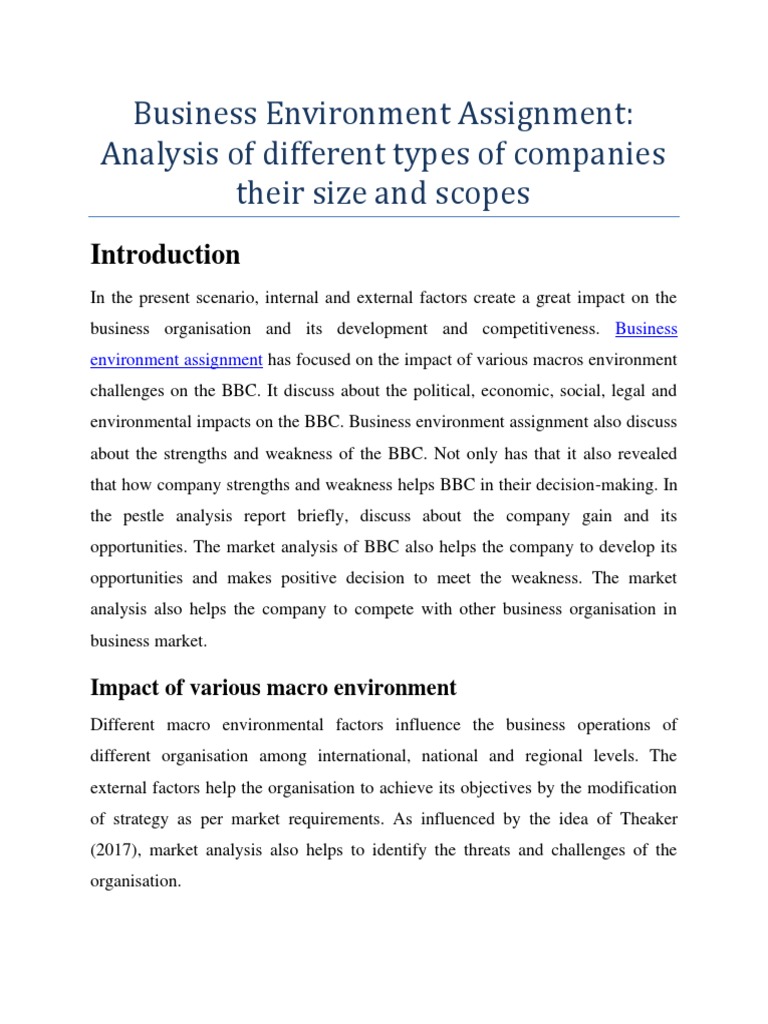 Business Environment Assignment Analysis | PDF | Strategic Management | Bbc