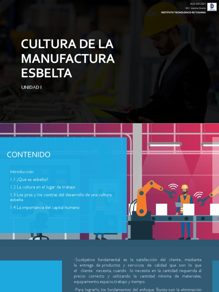 Unidad I. Cultura de La Manufactura Esbelta - PDF | PDF | Lean Manufacturing | Calidad (comercial)