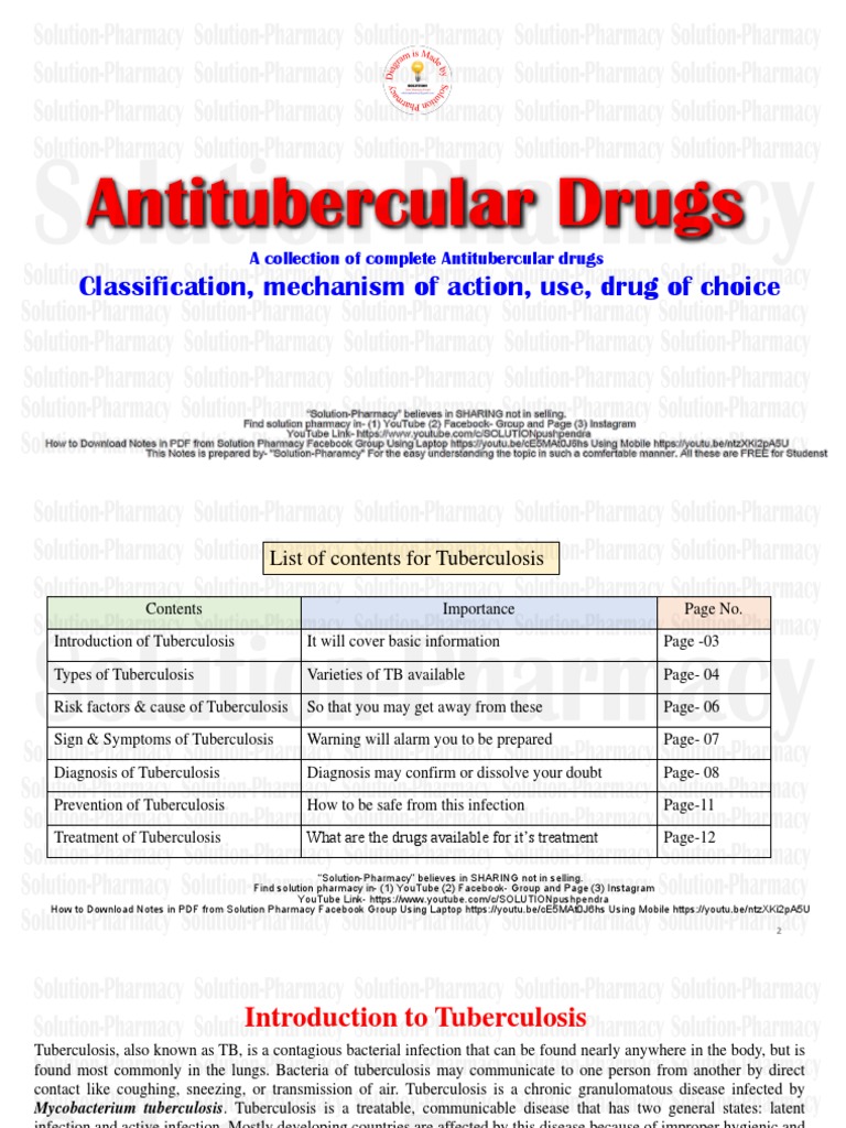 Antitubercular Drugs and TB Overview | PDF | Tuberculosis | Infection
