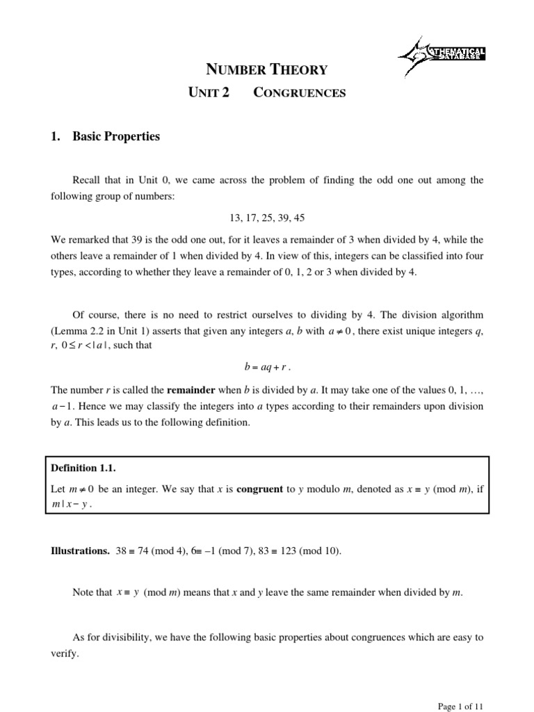 Number Theory | PDF | Prime Number | Exponentiation