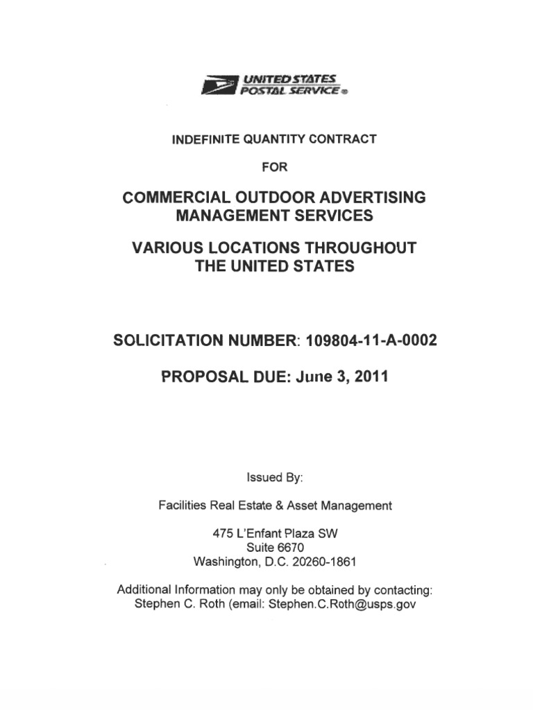 USPS RFP Billboard Outdoor Advertising | PDF | United States Postal ...
