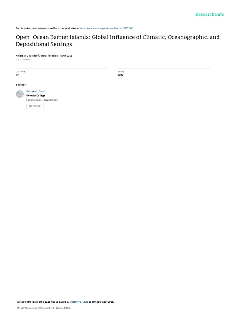 Open-Ocean Barrier Islands: Global in Uence of Climatic, Oceanographic ...
