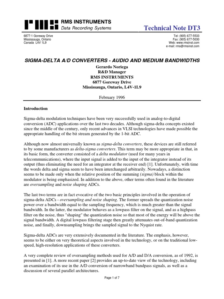 Rms Delta Sigma | PDF | Analog To Digital Converter | Sampling (Signal ...